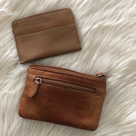 unbranded | Bags | Unbranded Tan Brown Leather Card Key Case Set | Poshmark
